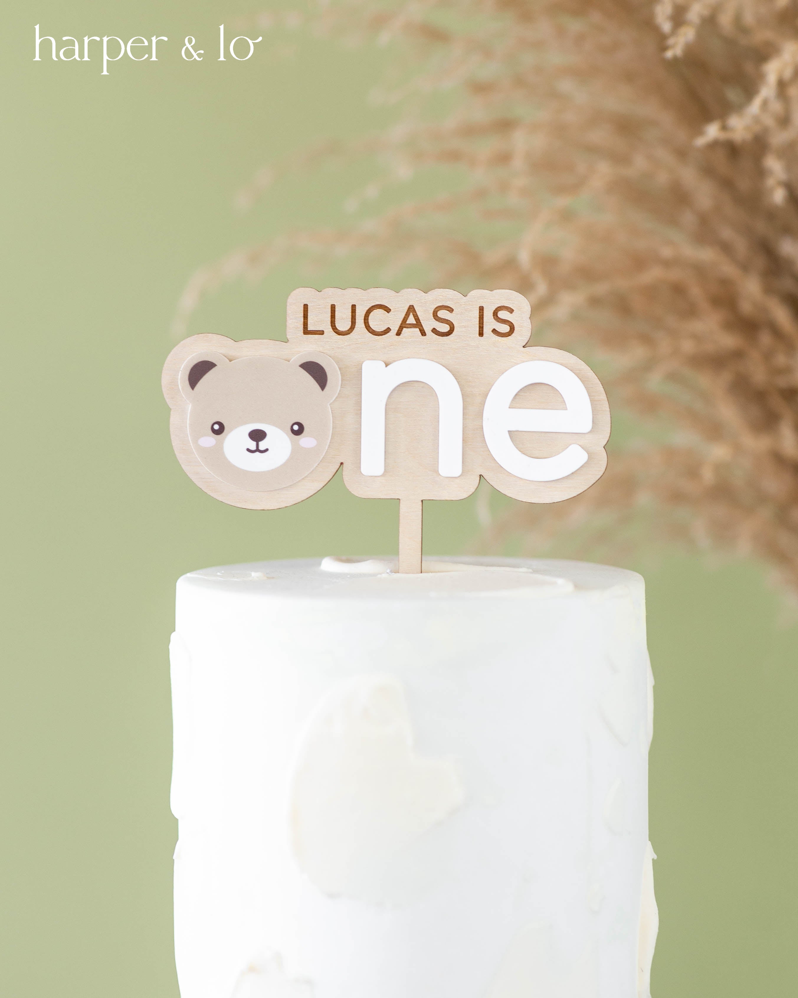 Cake Topper | Teddy Bear | Custom Name – Harper and Lo