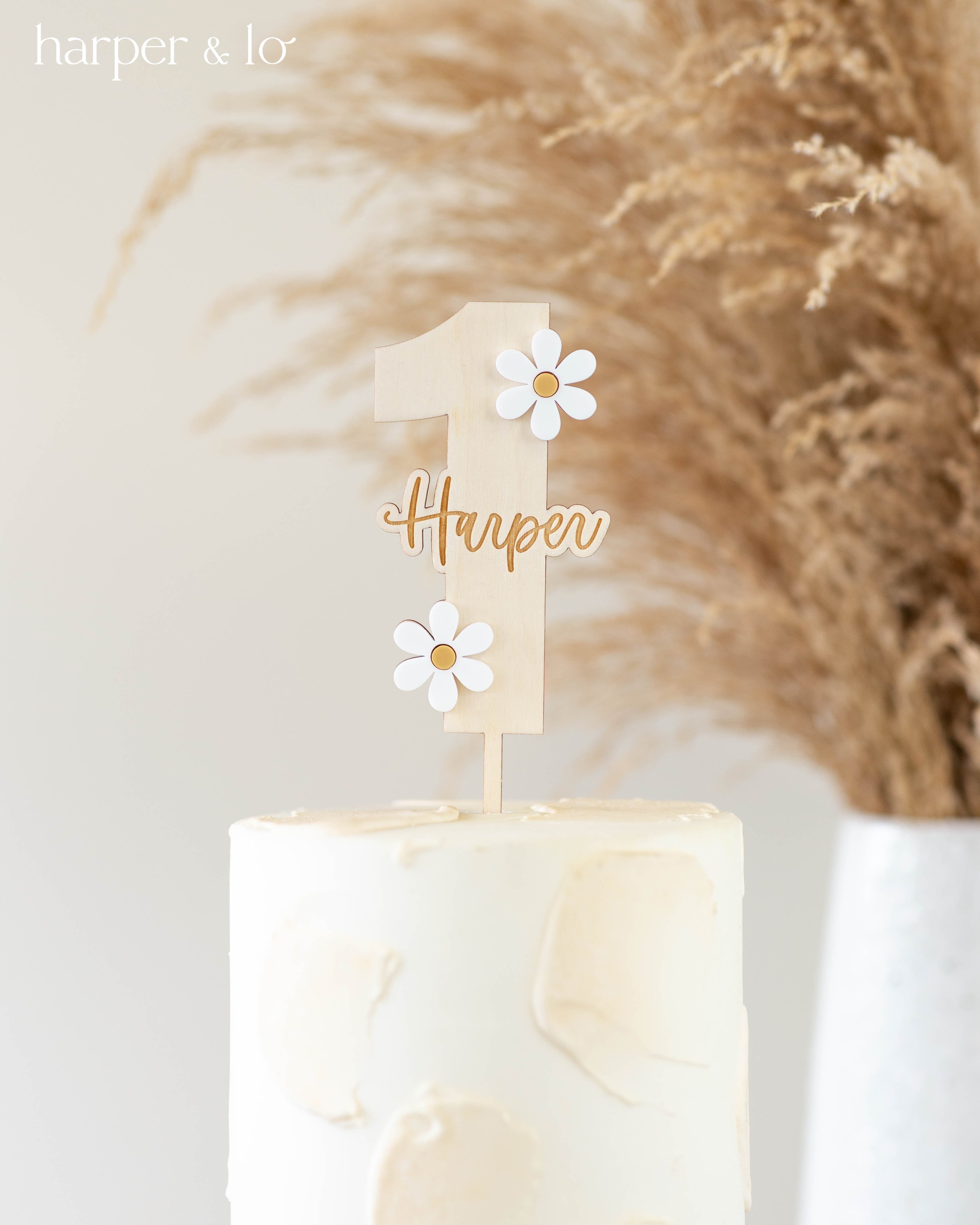 Cake Topper | Boho Daisy | Custom Name – Harper and Lo