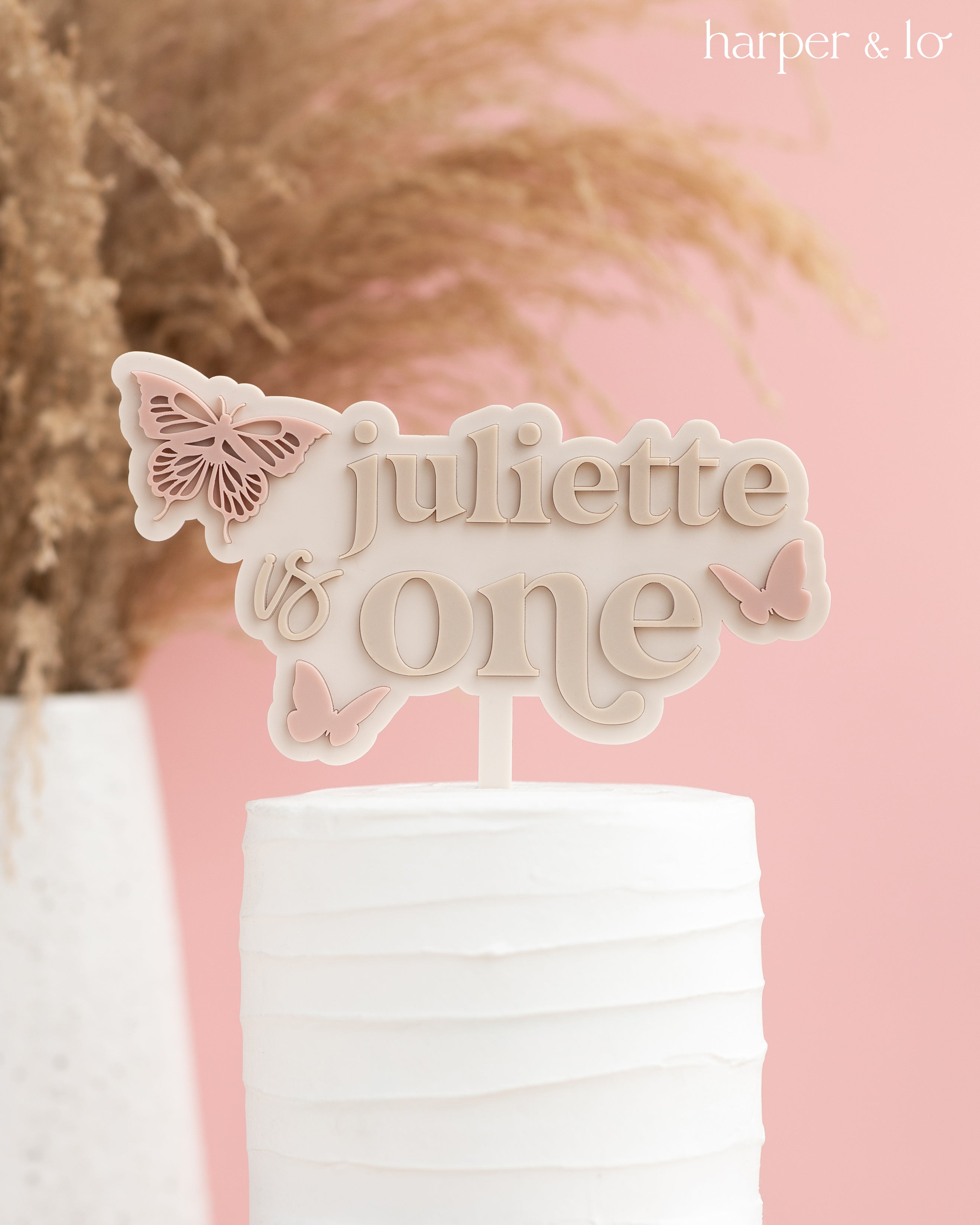 Cake Topper | Acrylic Butterfly | Custom Name & Age – Harper and Lo